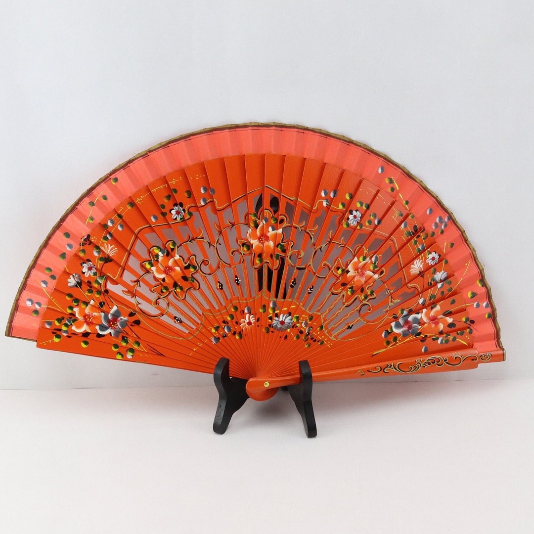 Vintage Hand-painted Wooden Fan, Collectible Fan Inspired by Lola ...