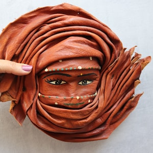 Decorative Wall Mask, Vintage Leather Mask of a Berber Tuareg Woman's ...