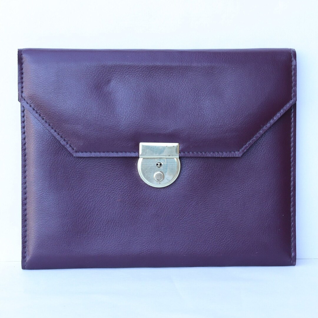 Vintage Brown Leather Pouch, Old Leather Document Holder With Key, Men ...