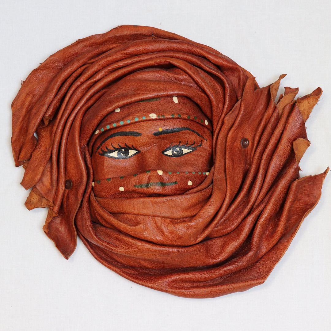 Decorative Wall Mask, Vintage Leather Mask of a Berber Tuareg Woman's ...