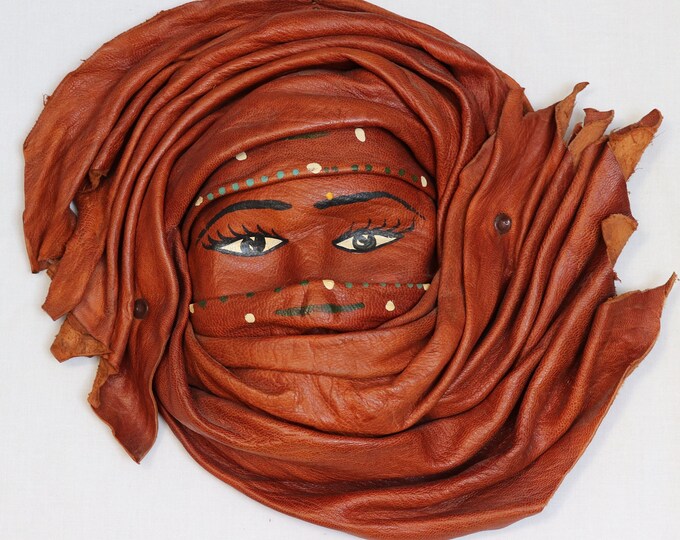 Decorative Wall Mask, Vintage Leather Mask of a Berber Tuareg Woman's ...