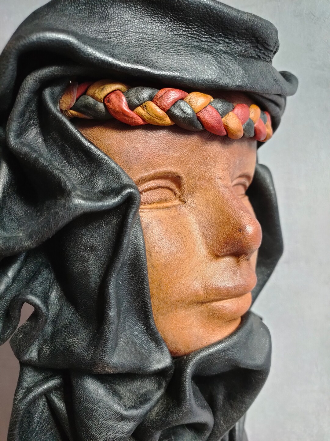 Large Vintage Handmade Decorative Wall Leather Mask Representing the ...