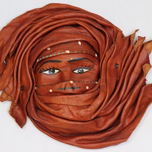 Decorative Wall Mask, Vintage Leather Mask of a Berber Tuareg Woman's ...