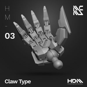 HDM Claw Type Hands [ver. 2] for 1/144 & 1/100 Scale Mecha Model Kits ...