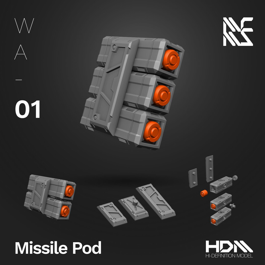 HDM Missile Pod Set for 1/144 & 1/100 Scale Mecha Model Kits - Etsy