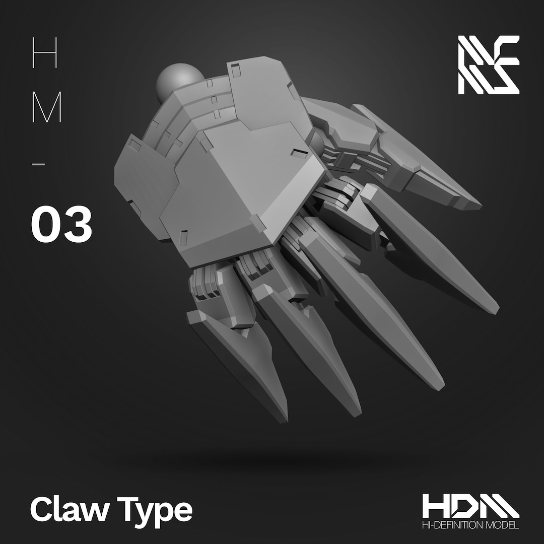 HDM Claw Type Hands [ver. 2] for 1/144 & 1/100 Scale Mecha Model Kits ...