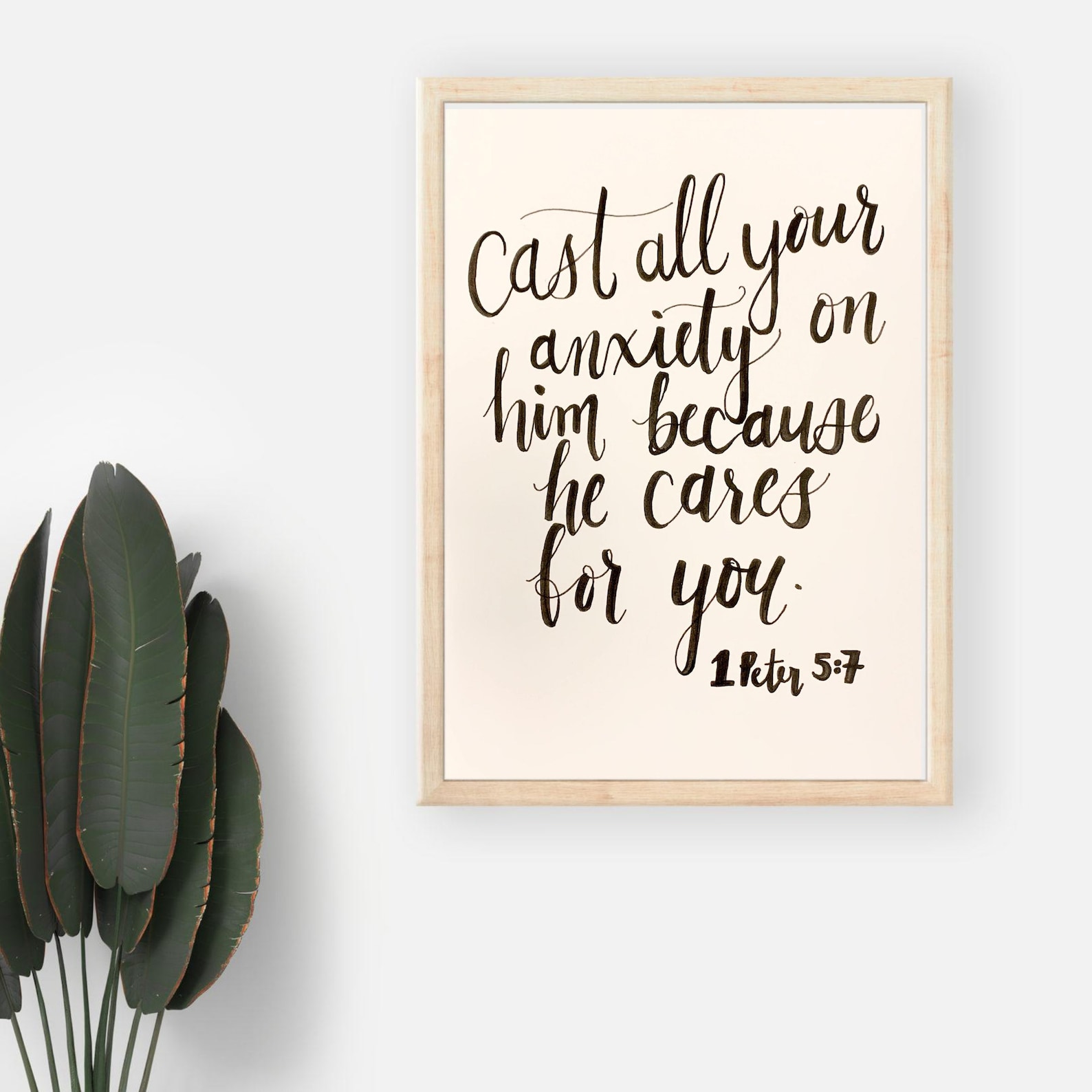 A4 Calligraphy Bible Verse Print Wall Decor 1 Peter 5:7 - Etsy