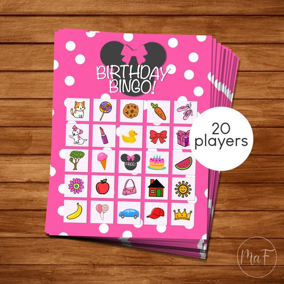 Minnie Mouse Birthday Bingo 20 Players - Etsy