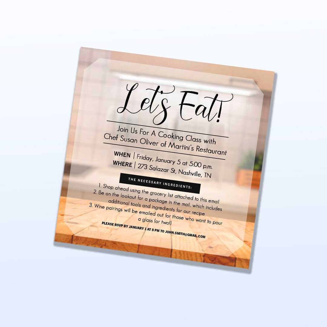 Cooking Class Invitation - Etsy
