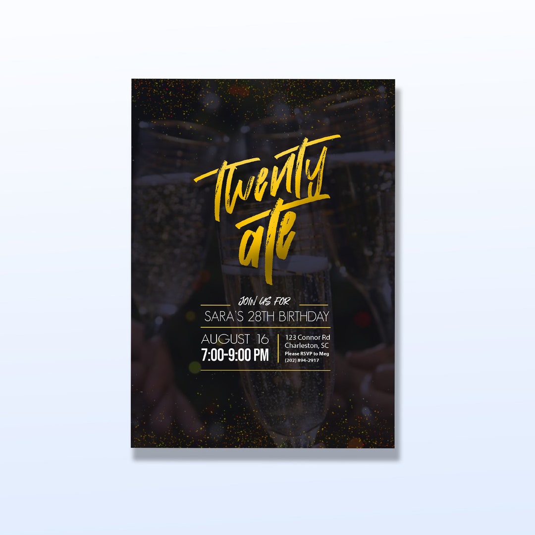 Twenty Ate 28th Birthday Invitation - Etsy