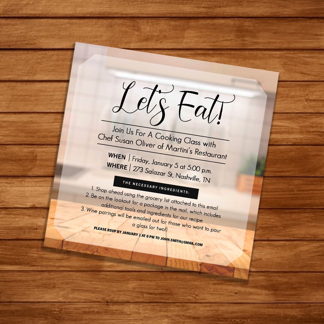 Cooking Class Invitation - Etsy