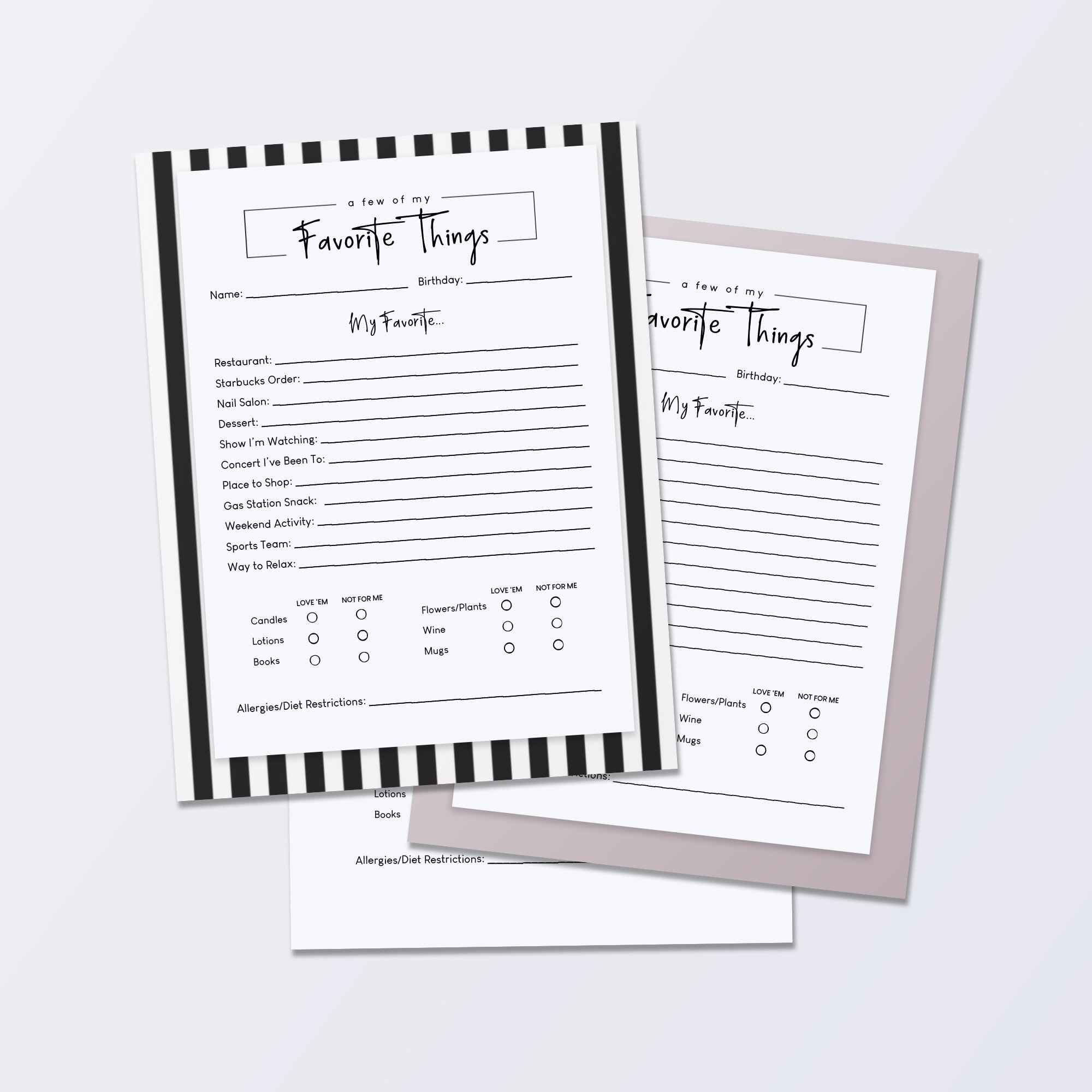 Printable Favorite Things Worksheet for Office/new Employees | Instant ...