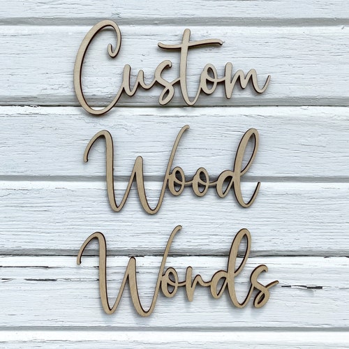 Custom Script Word Cutout-multiple Sizes Wood Craft Supply - Etsy