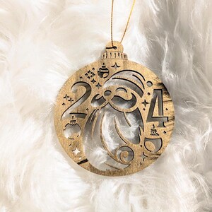 Handcrafted 2024 Santa Christmas Ornament Festive Gold Holiday Decor 3. ...
