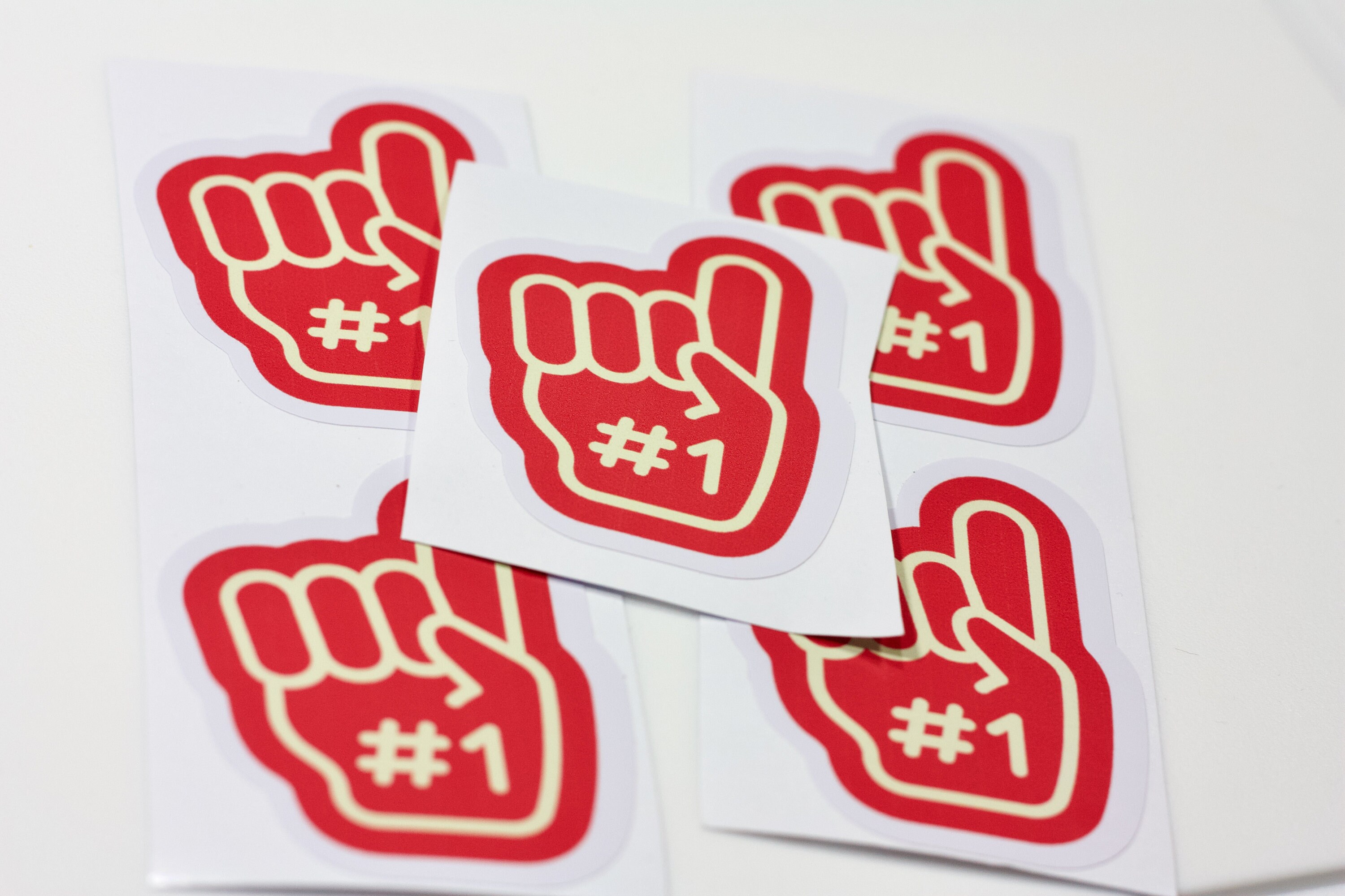 Foam fingers 5 stickers number one printed in high resolution | Etsy
