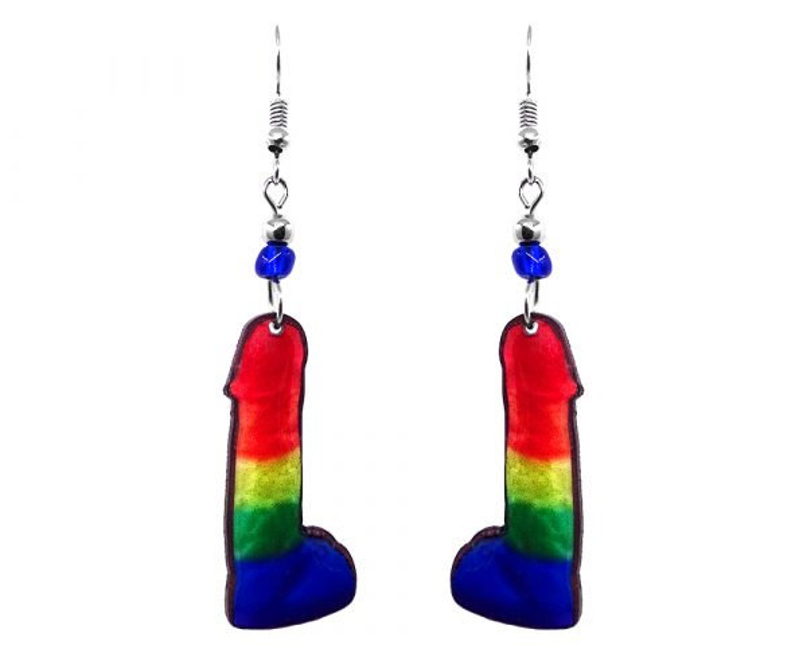 Large Rainbow Penis Dildo Earrings Earrings Jewelry Etsy 