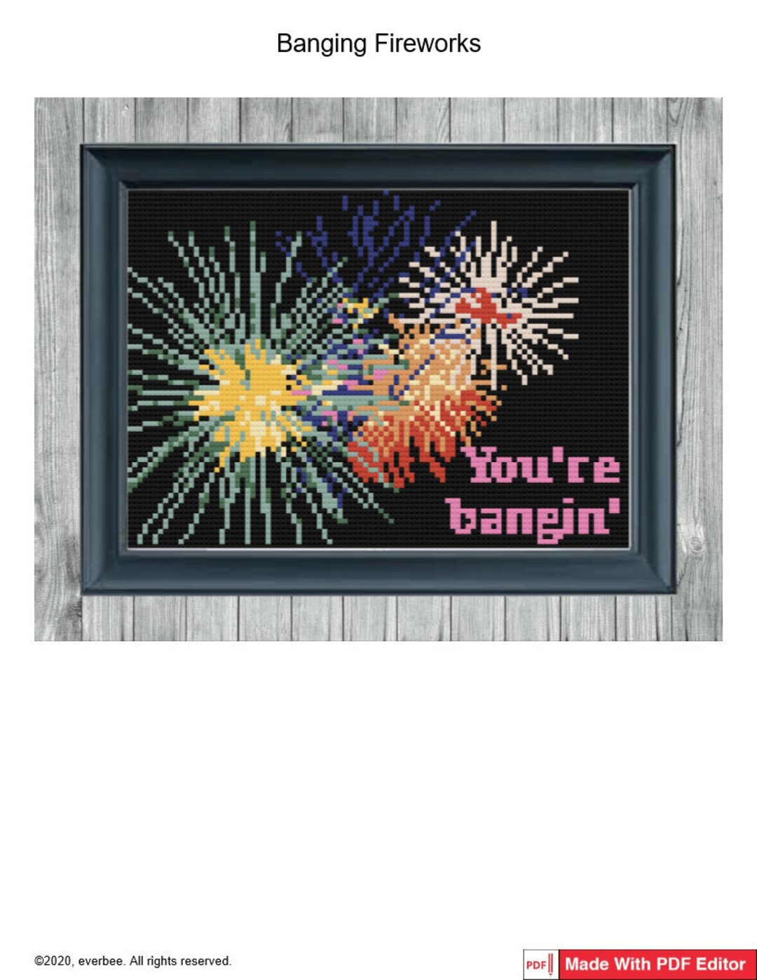 Banging Fireworks Cross Stitch Pattern PDF, Funny Cross Stitch, Modern ...