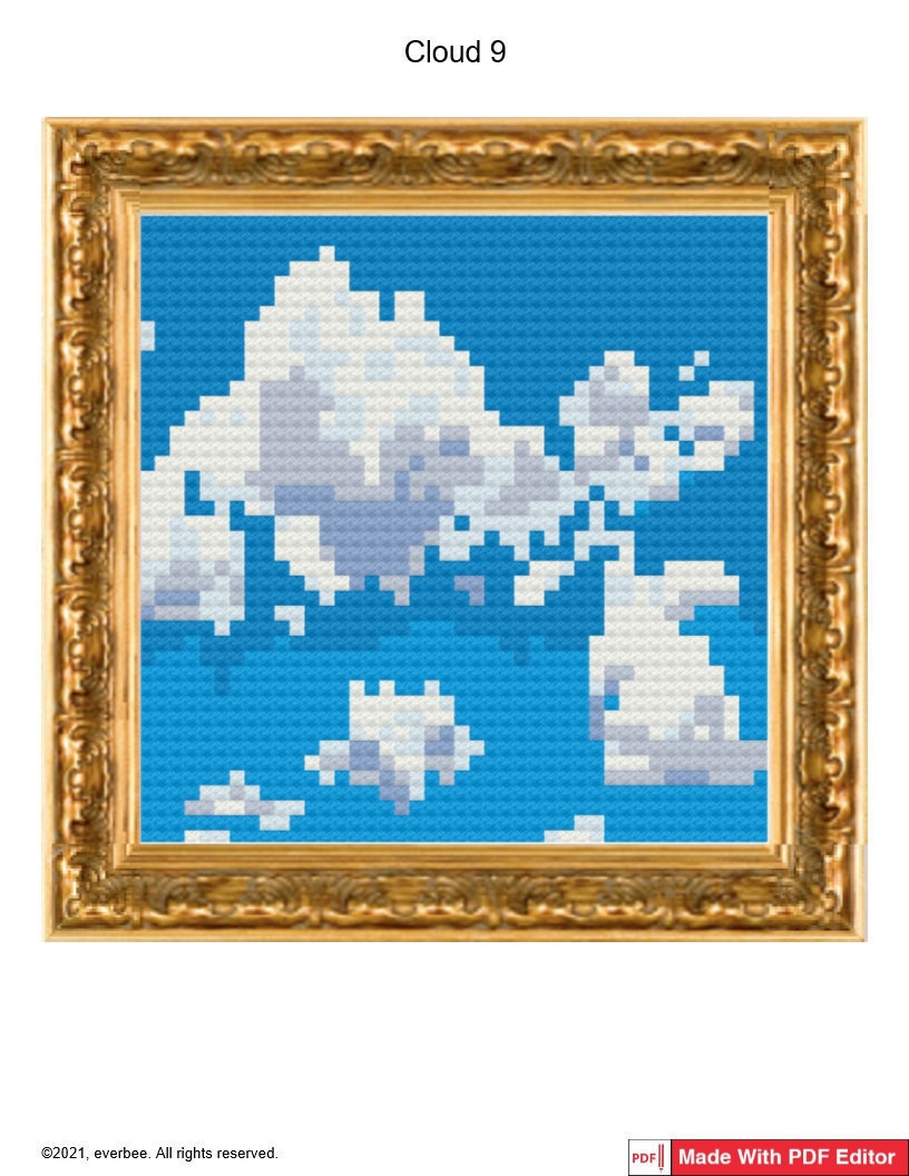 Cloud 9 Cross Stitch Pattern PDF, Modern Cross Stitch, Spring Cross ...