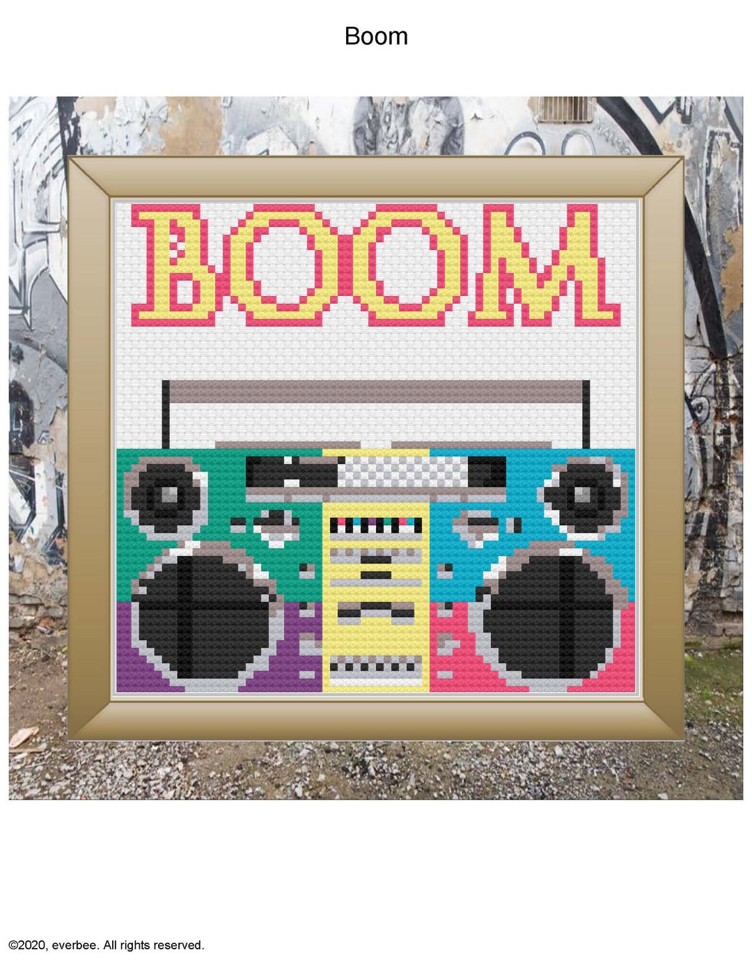 Boom Boombox Cross Stitch PATTERN PDF, Modern Cross Stitch, Cheeky ...
