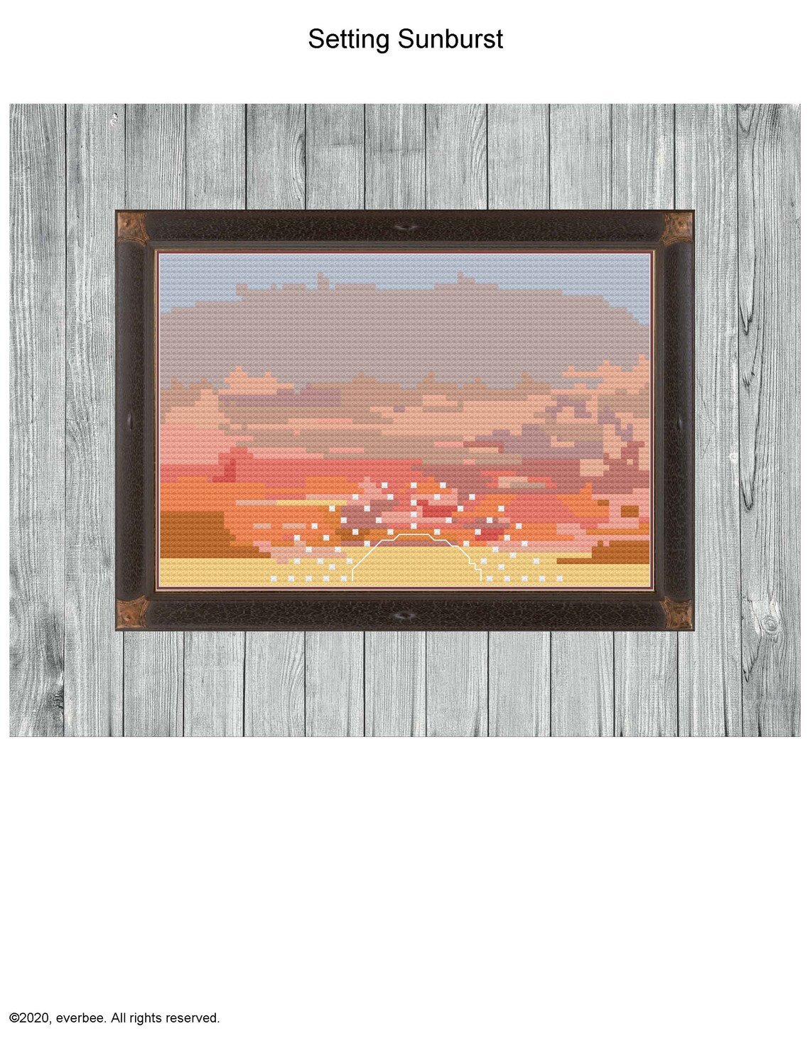 Setting Sunburst Cross Stitch PATTERN PDF, Modern Cross Stitch ...