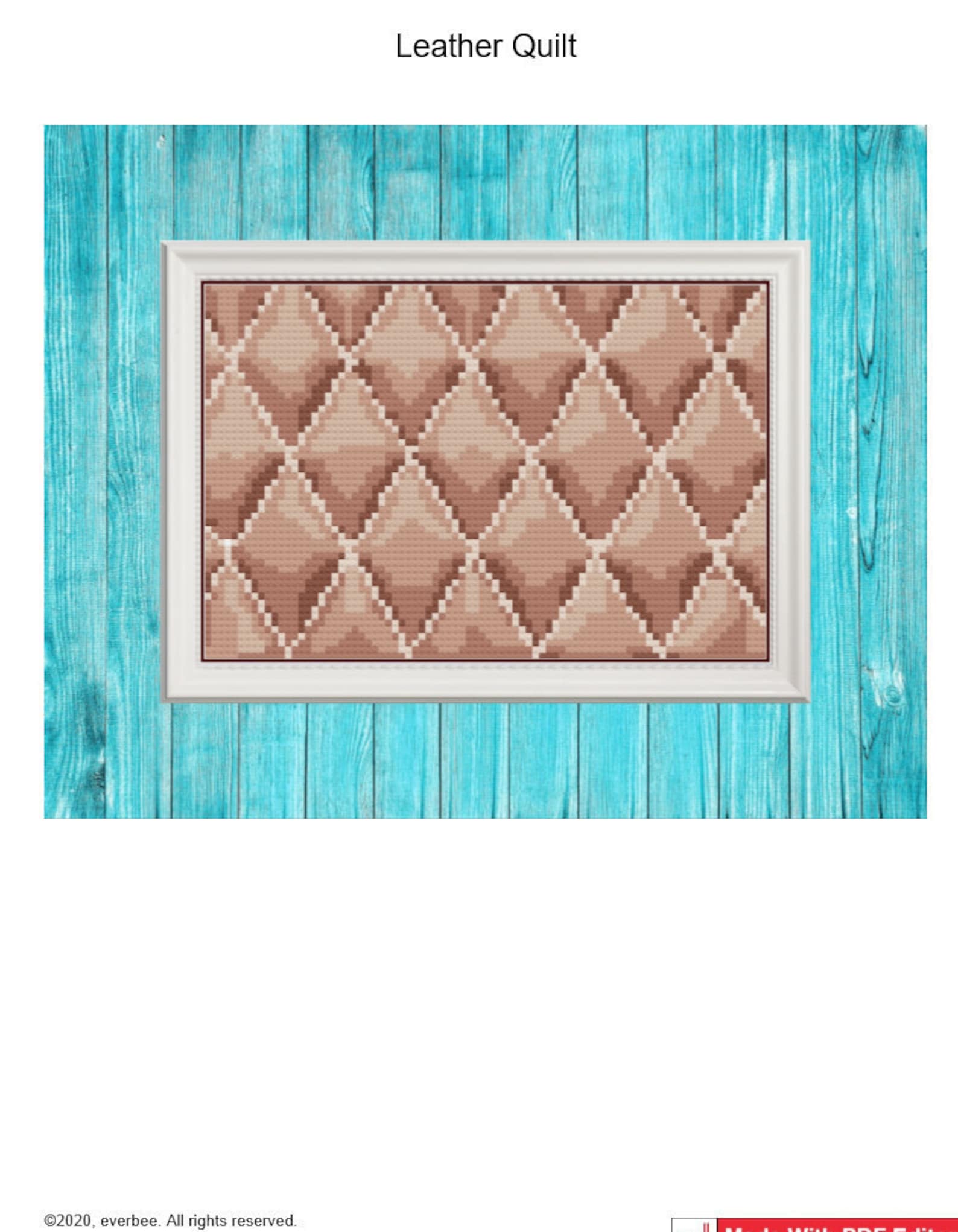 Leather Quilt Cross Stitch Pattern PDF, Modern Cross Stitch, Realistic ...