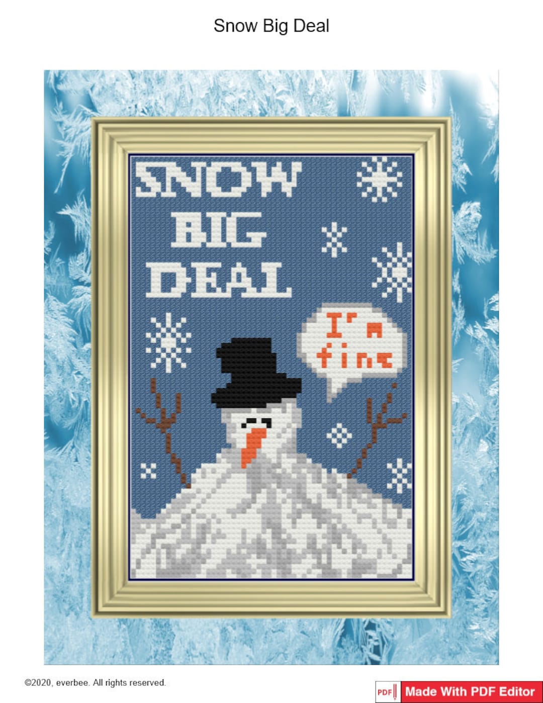 Snow Big Deal Cross Stitch Pattern PDF, Winter Cross Stitch, Holiday ...