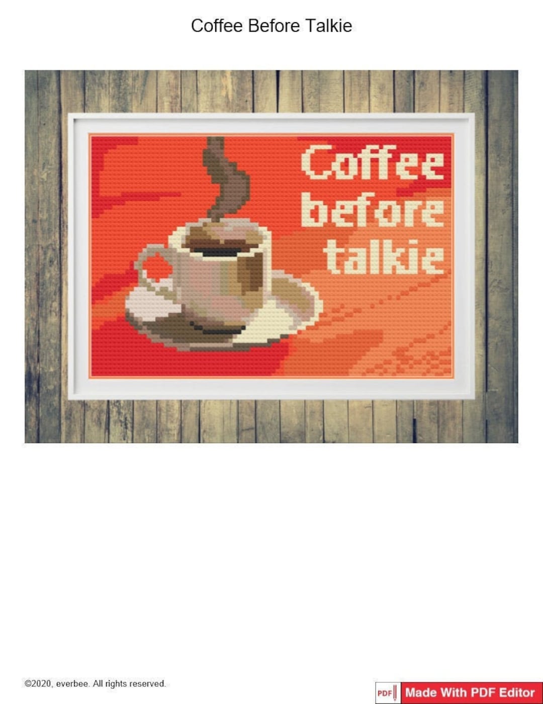 Coffee Before Talkie Cross Stitch Pattern PDF, Modern Cross Stitch ...