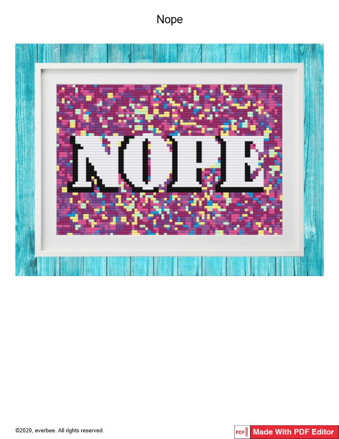 Nope Confetti Cross Stitch Pattern PDF, Modern Cross Stitch, Funny ...