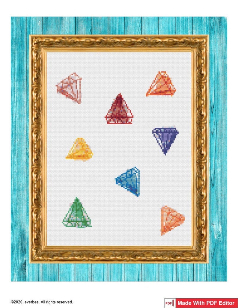 Watercolor Diamond Cross Stitch Pattern PDF, Modern Cross Stitch ...