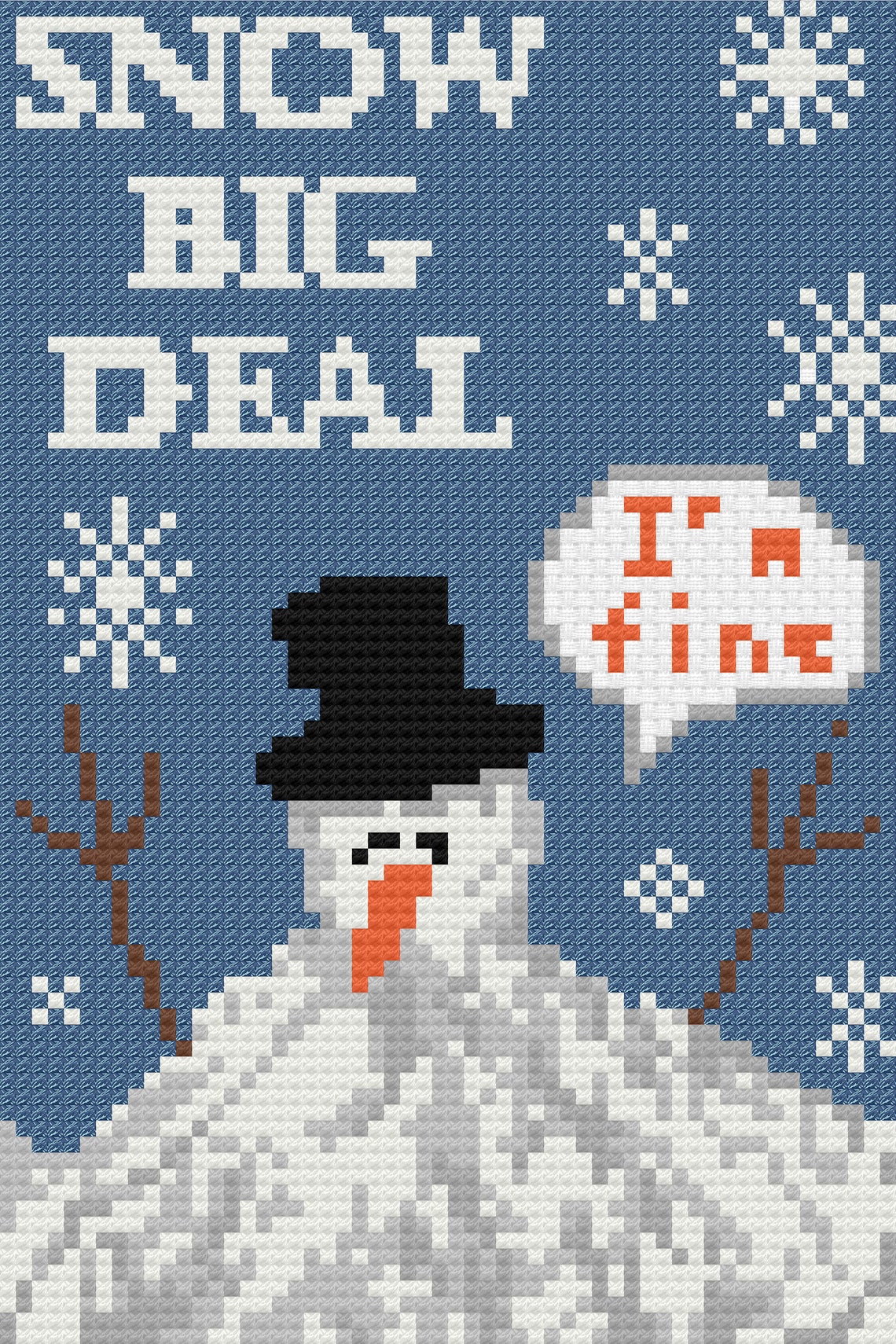 Snow Big Deal Cross Stitch Pattern PDF, Winter Cross Stitch, Holiday ...