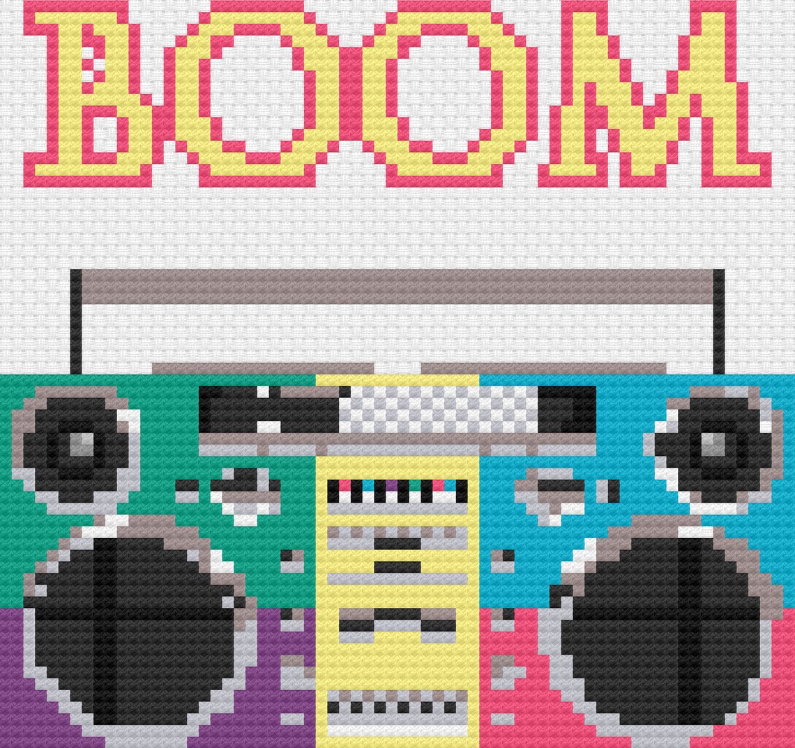 Boom Boombox Cross Stitch PATTERN PDF, Modern Cross Stitch, Cheeky ...