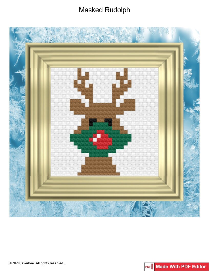Masked Rudolph Cross Stitch Pattern PDF, Tiny Cross Stitch, Christmas ...