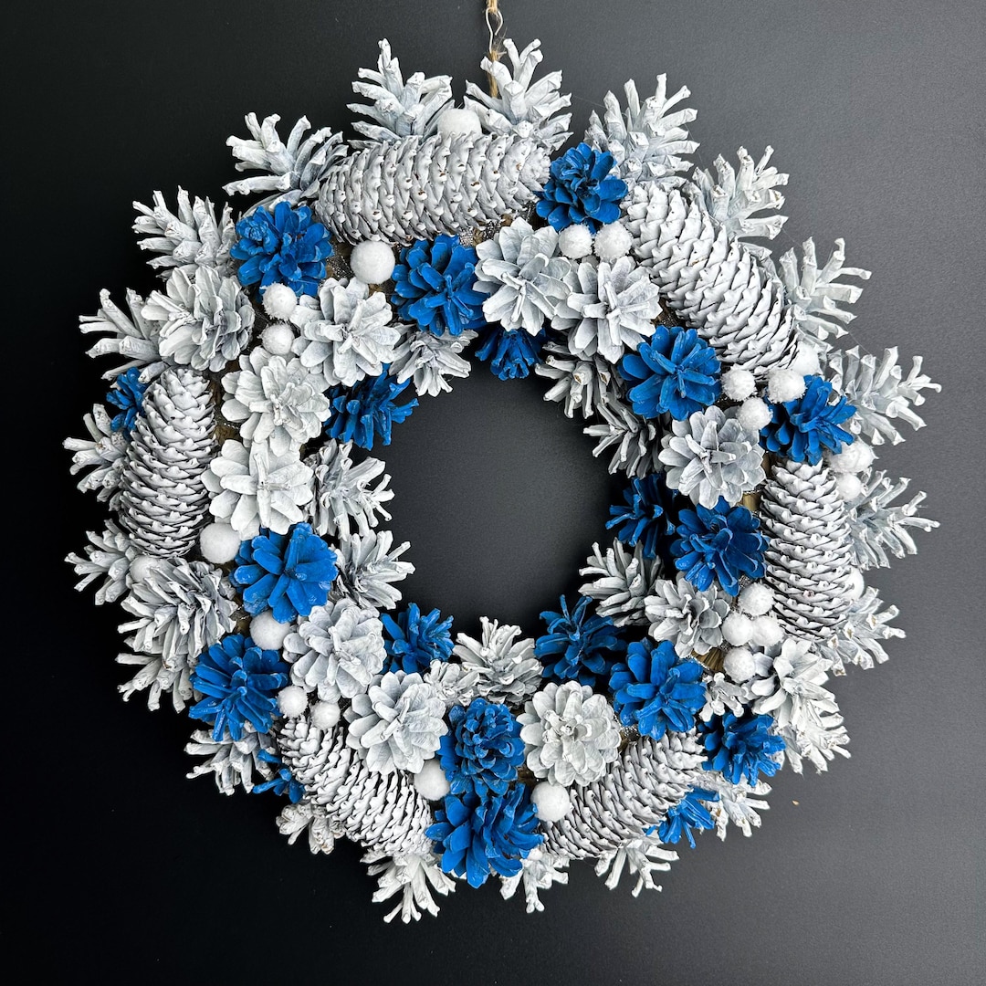 Arctic Blue Winter Wreath 16 Inches , Christmas Wreath, Christmas ...