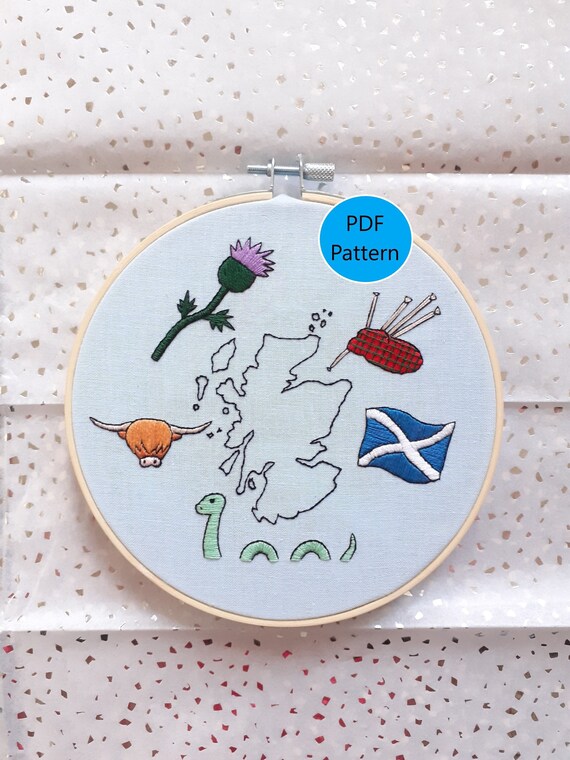 Scotland Embroidery Pattern // PDF Scotland Pattern Beginner - Etsy