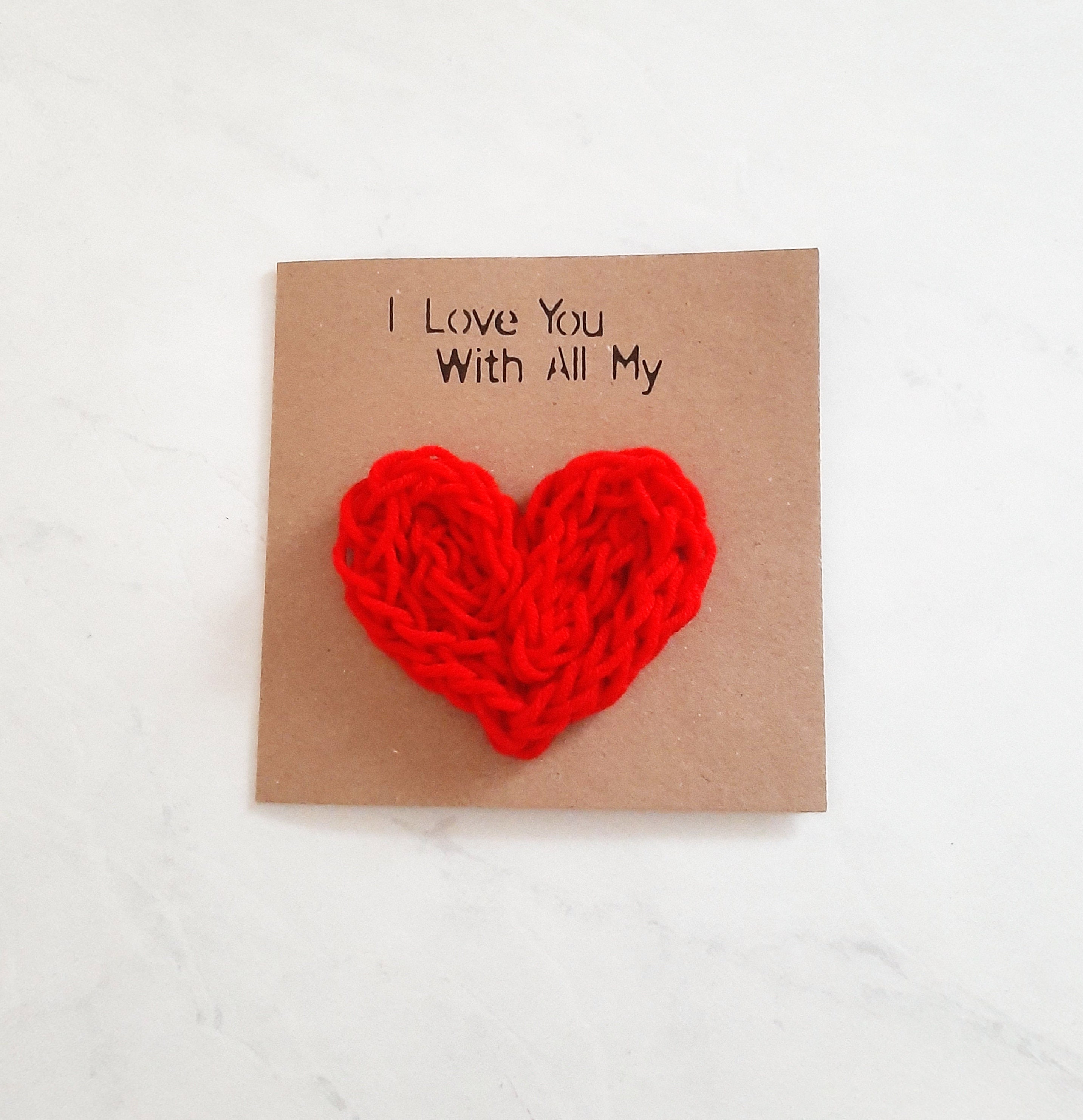 Love Heart Cards Handmade Cards Knitted Cards Happy - Etsy