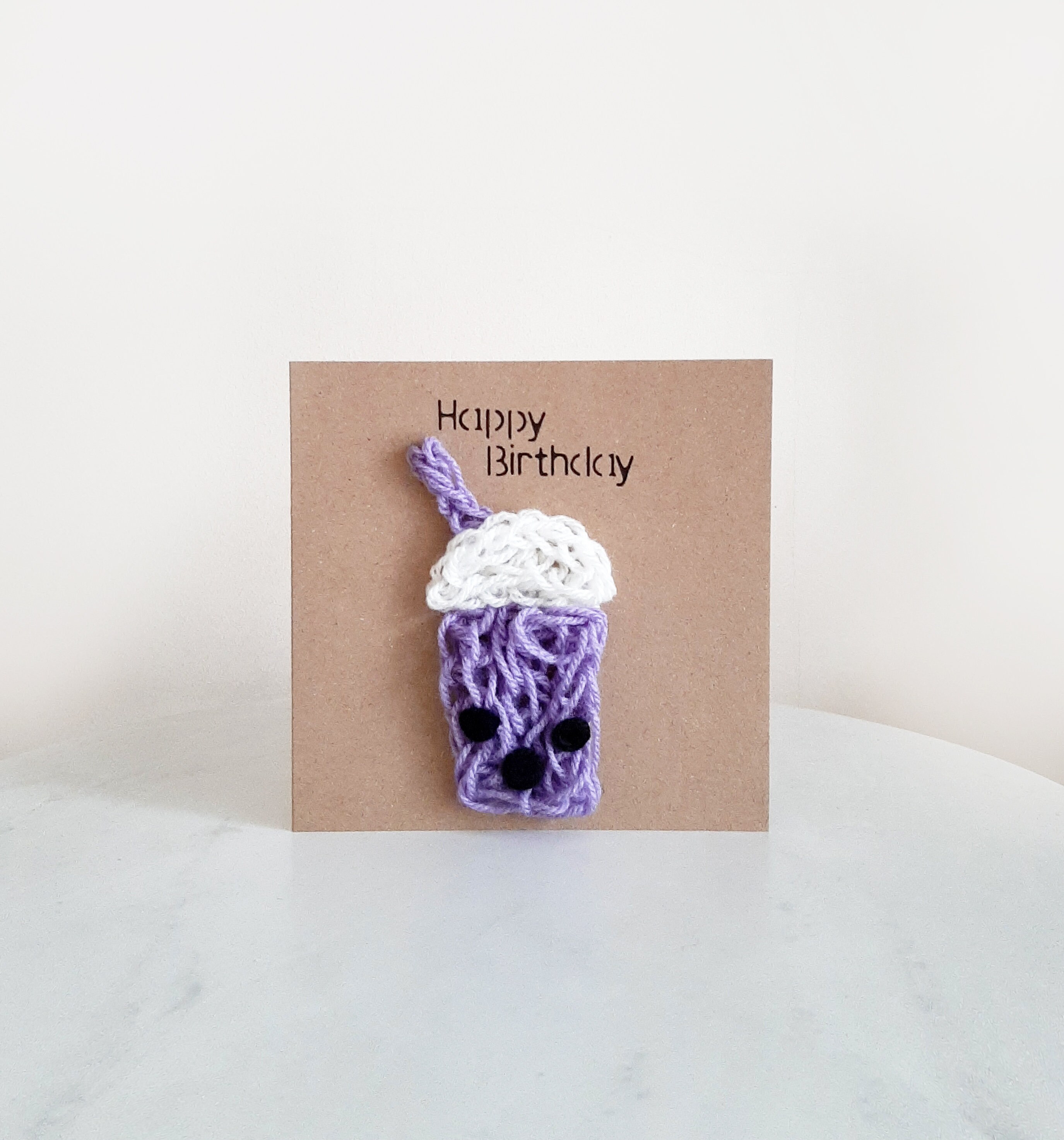 Boba Card, Bubble Tea Card, Knitted Card, Handmade Card, Birthday Card ...