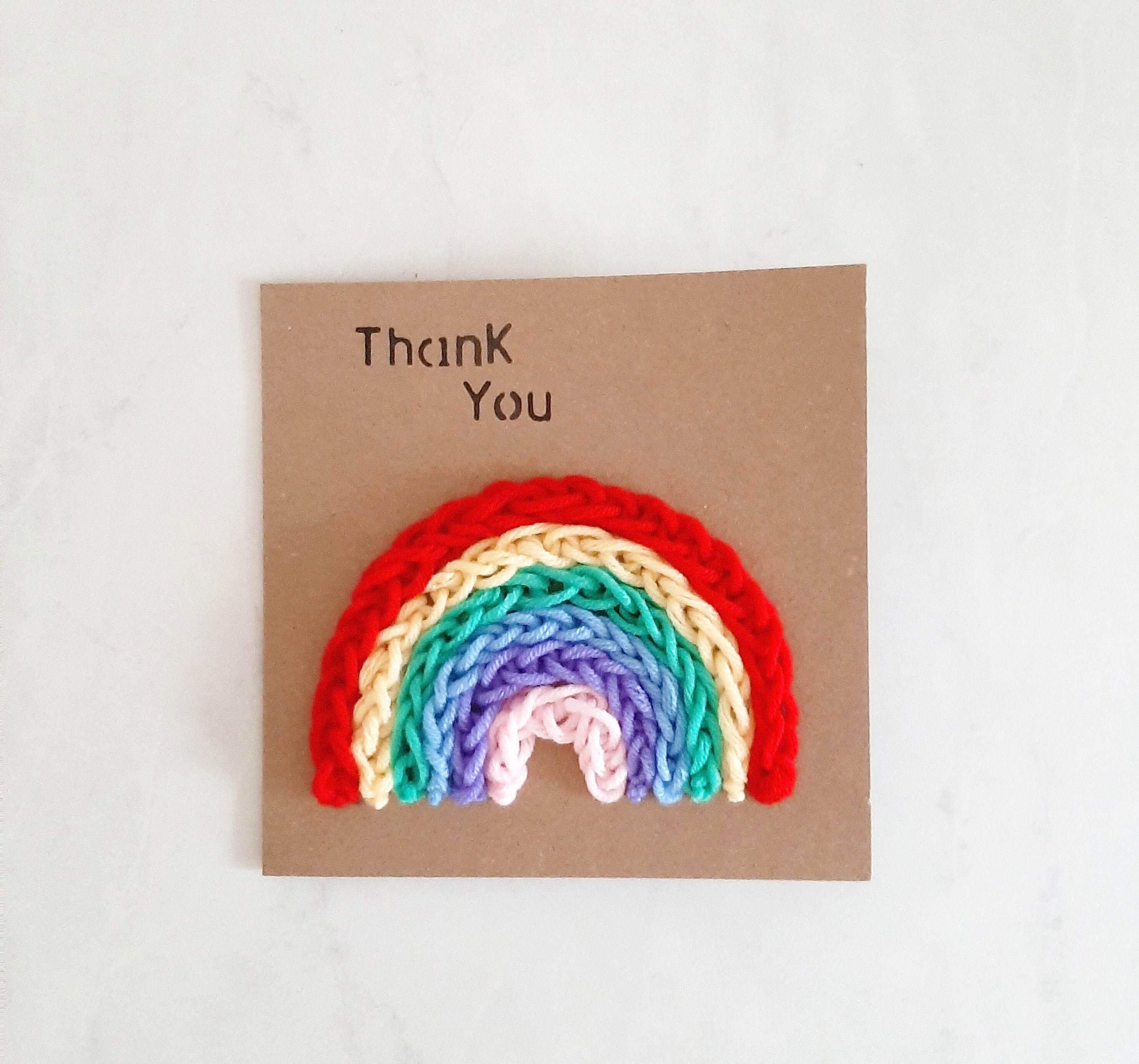 Rainbow Handmade Card Knitted Card Birthday Cards Thank You - Etsy UK