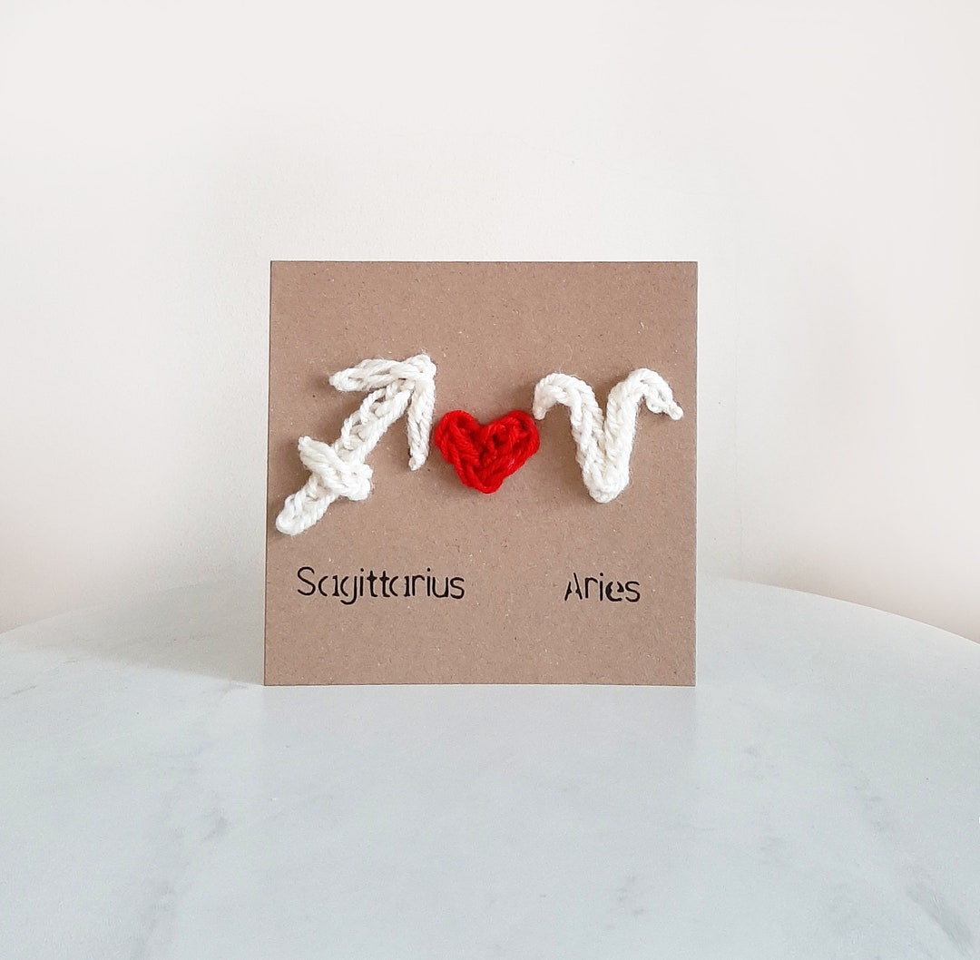 Zodiac Sign Card Star Sign Cards Handmade Card Knitted - Etsy