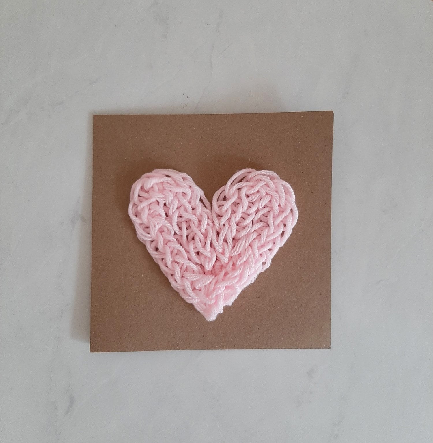 Love Heart Cards Handmade Cards Knitted Cards Happy - Etsy