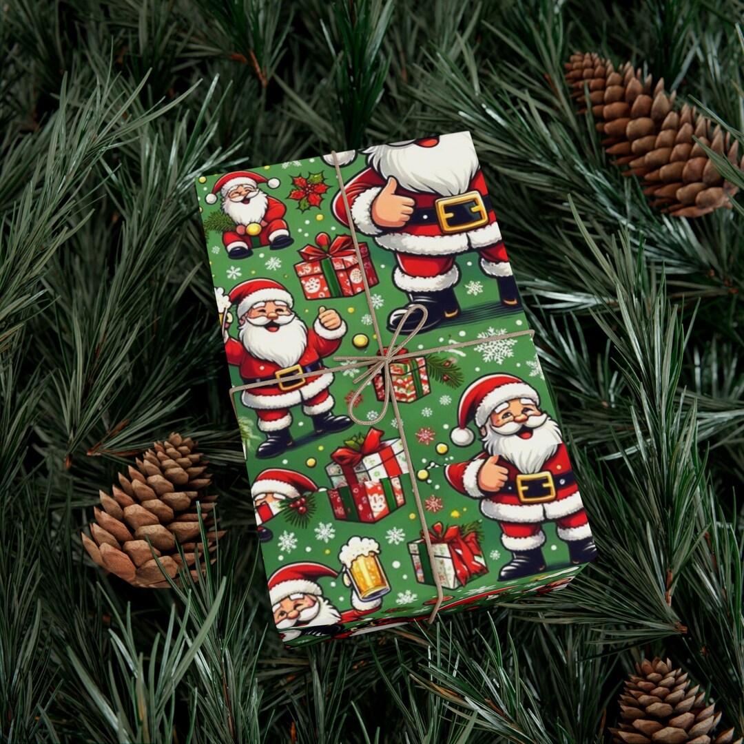 Cheers With Santa Gift Wrapping Paper - Etsy