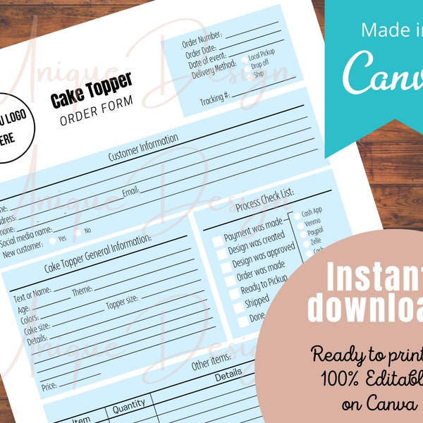 Cake Order Form - Etsy