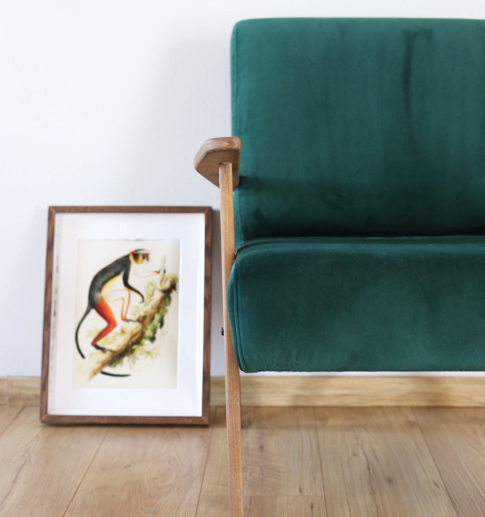 Mid Century Armchair Velvet Green Chair Retro Armchair - Etsy UK