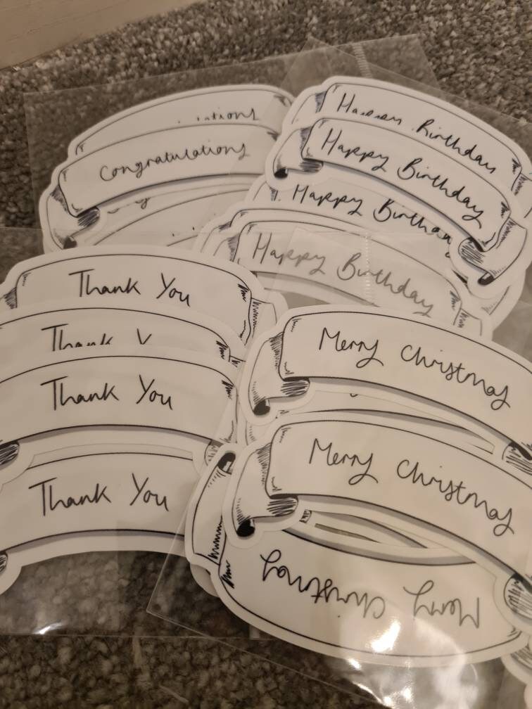 5x Banner Stickers - Hand Drawn Celebration Stickers - Etsy