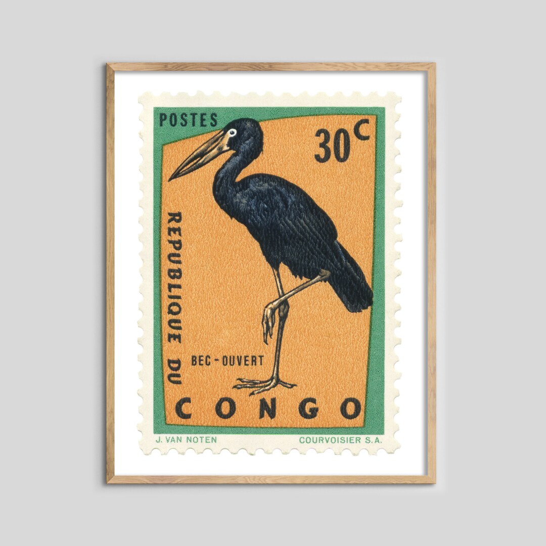 Congo Stork Stamp Print - Etsy