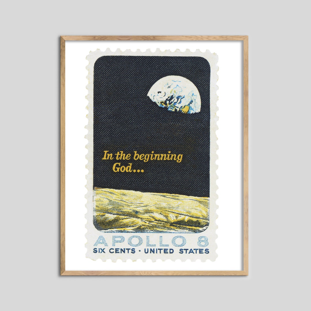 USA Apollo Earthrise Stamp Print - Etsy