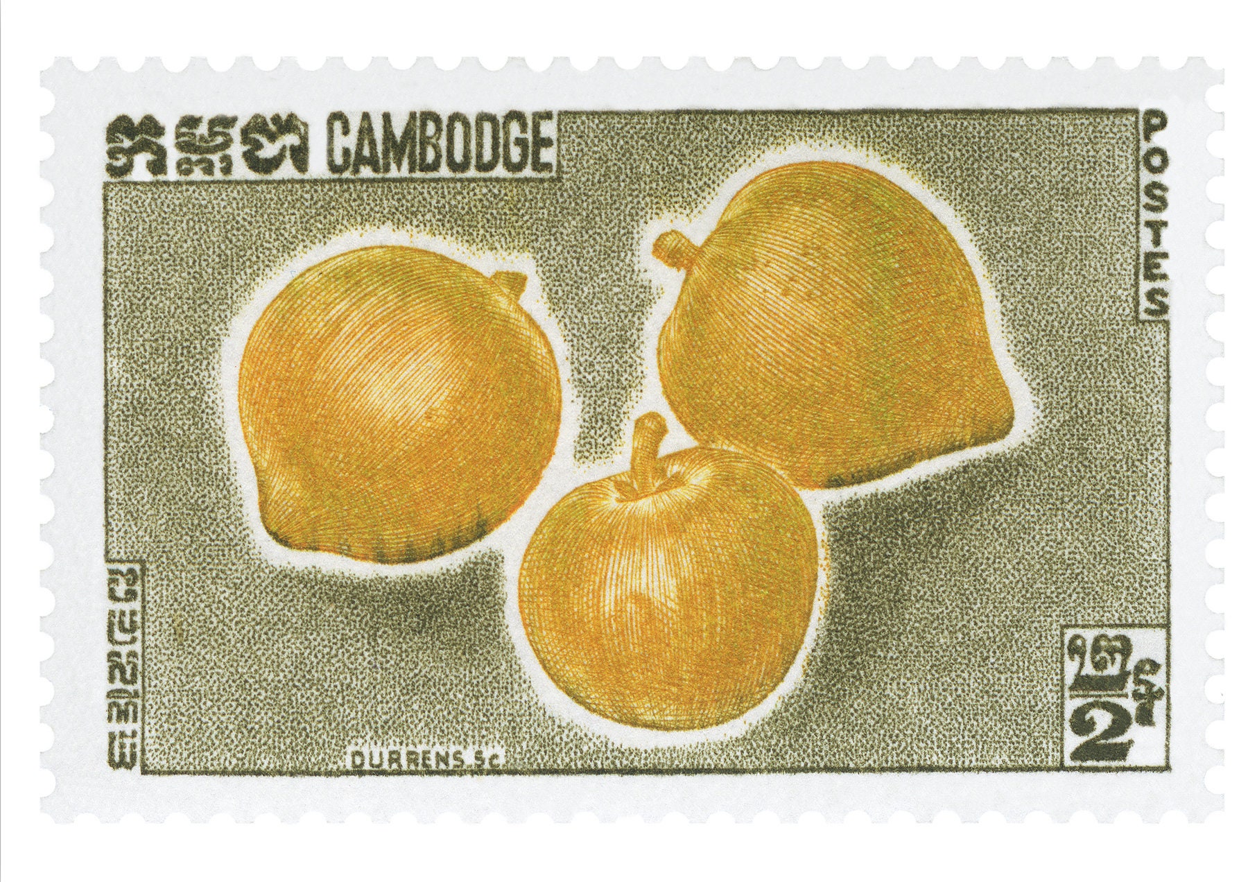 Cambodia Durren Stamp Print - Etsy
