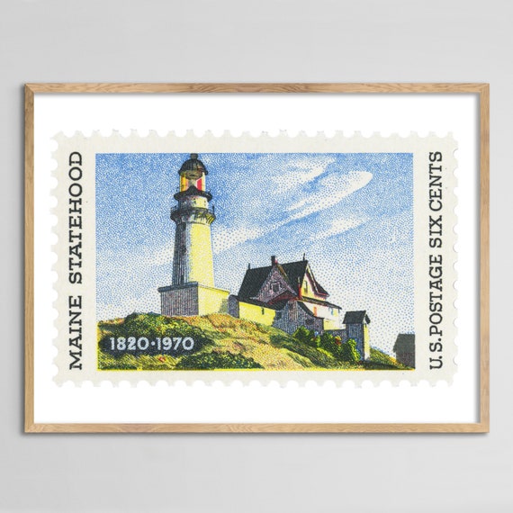 USA Maine Statehood Stamp Print | Etsy