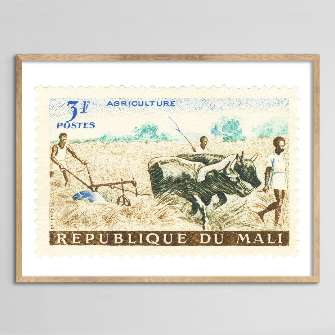 Mali Ploughing Stamp Print - Etsy