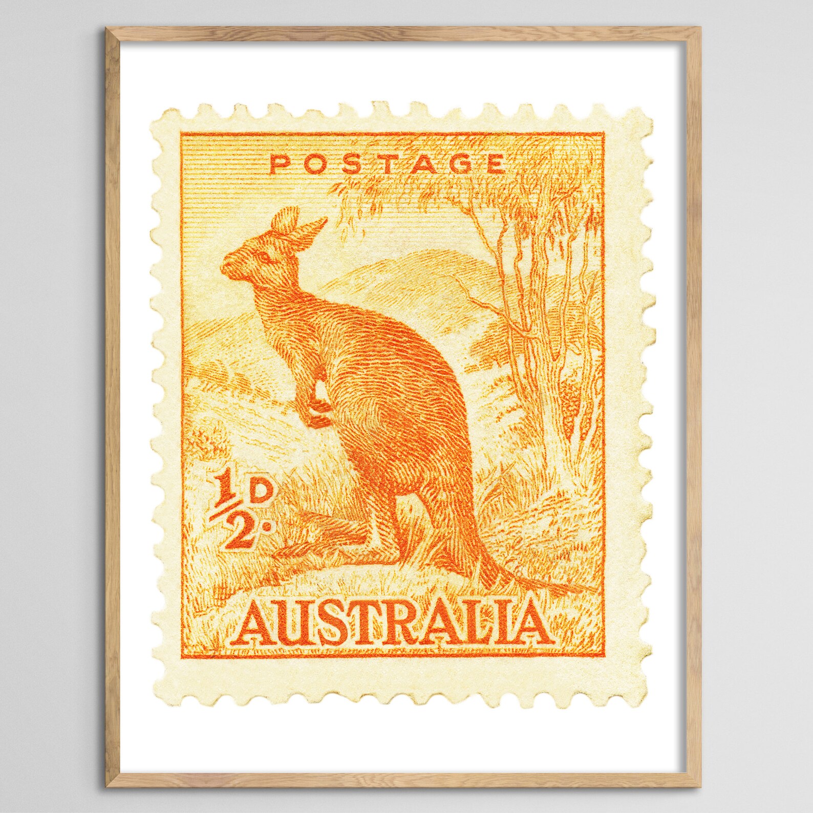 Australia Kangaroo Stamp Print | Etsy