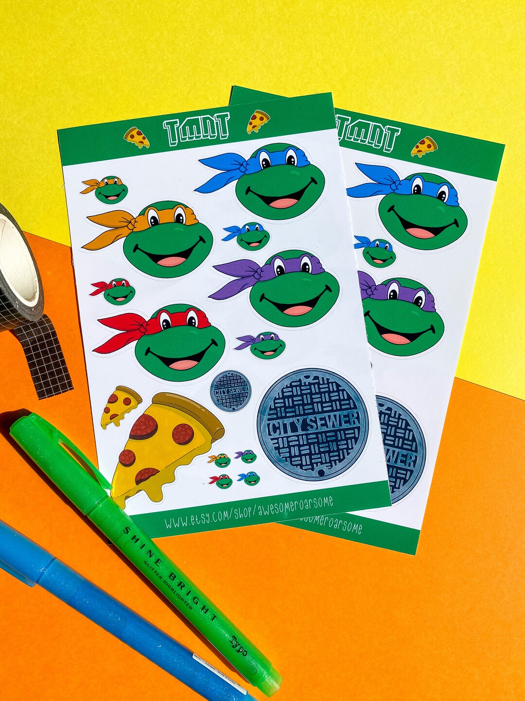 Teenage Mutant Ninja Turtles TMNT Cartoon A5 Glossy Sticker Sheet Fan ...